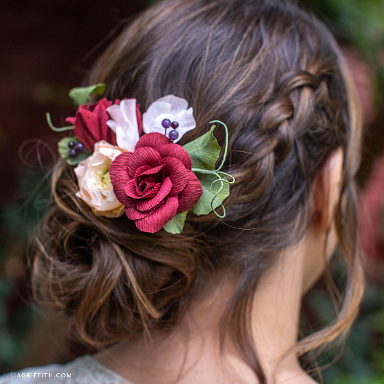How to Make Your Own Crepe Paper Flower Hair Comb - Lia Griffith