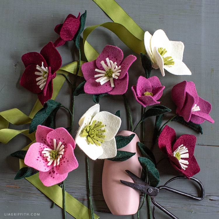 Felt Hellebore Flower Pattern & Tutorial - Lia Griffith
