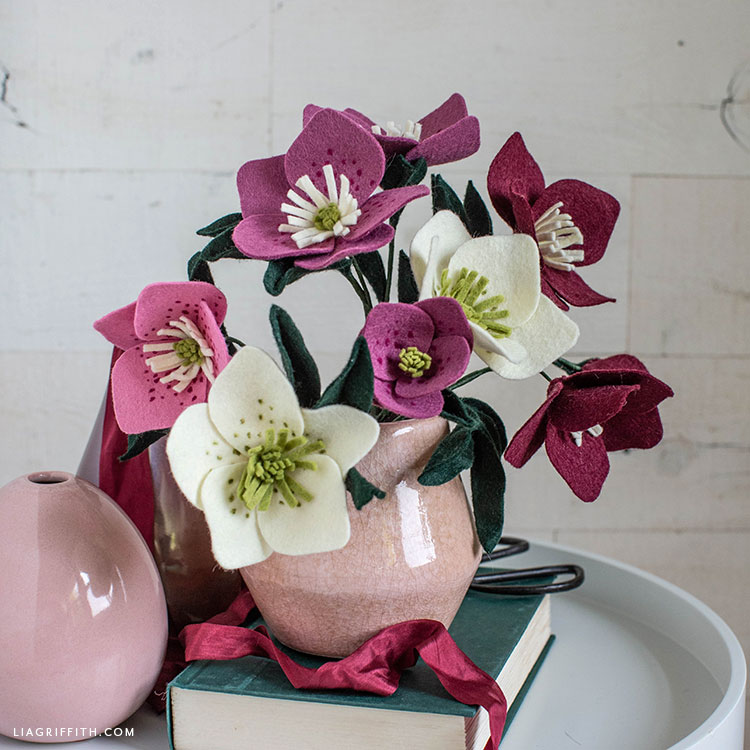Felt Hellebore Flower Pattern & Tutorial - Lia Griffith