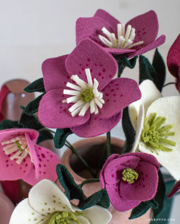 Felt Hellebore Flower Pattern & Tutorial - Lia Griffith
