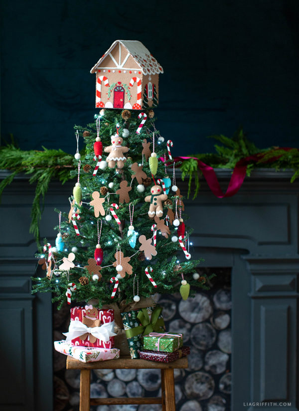Kids' Gingerbread Christmas Tree with DIY Decorations