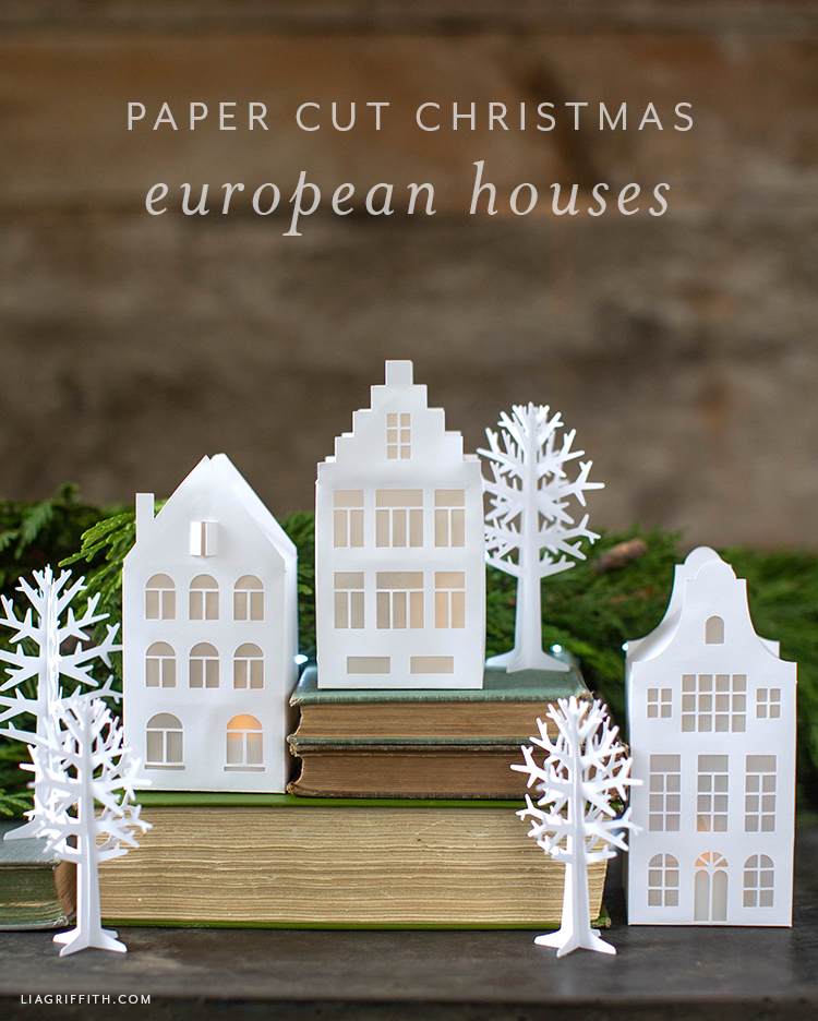 Papercut European Houses & Trees for Christmas - Lia Griffith