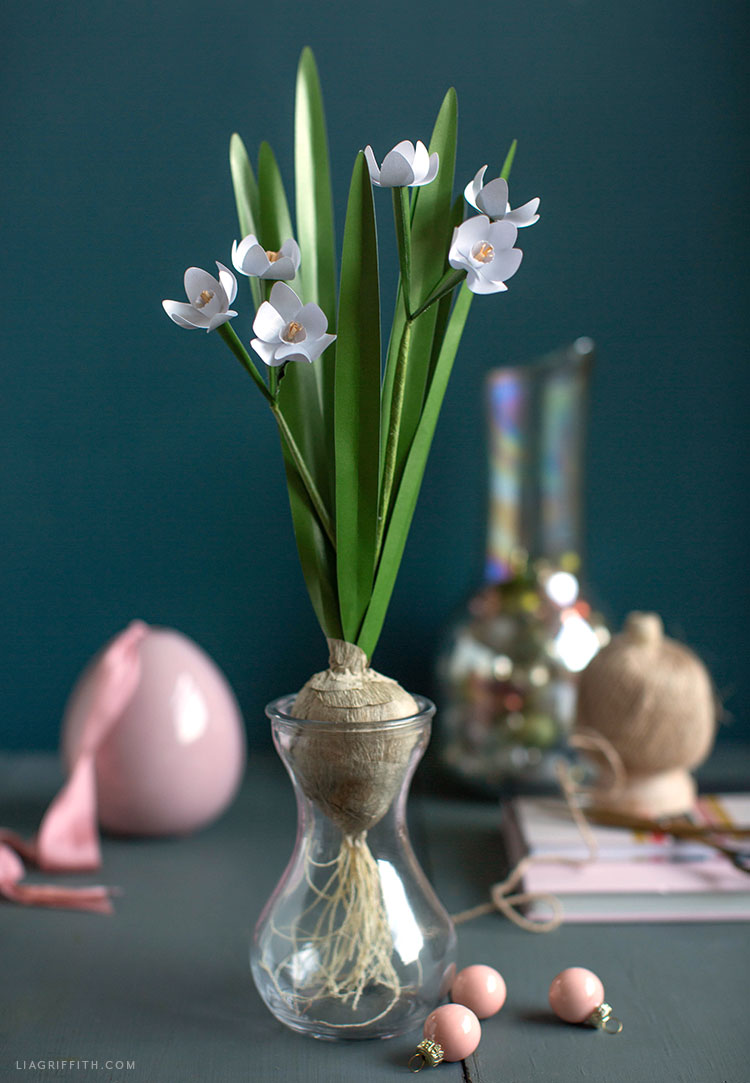Frosted Paper Paperwhites with Crepe Paper Bulb - Lia Griffith
