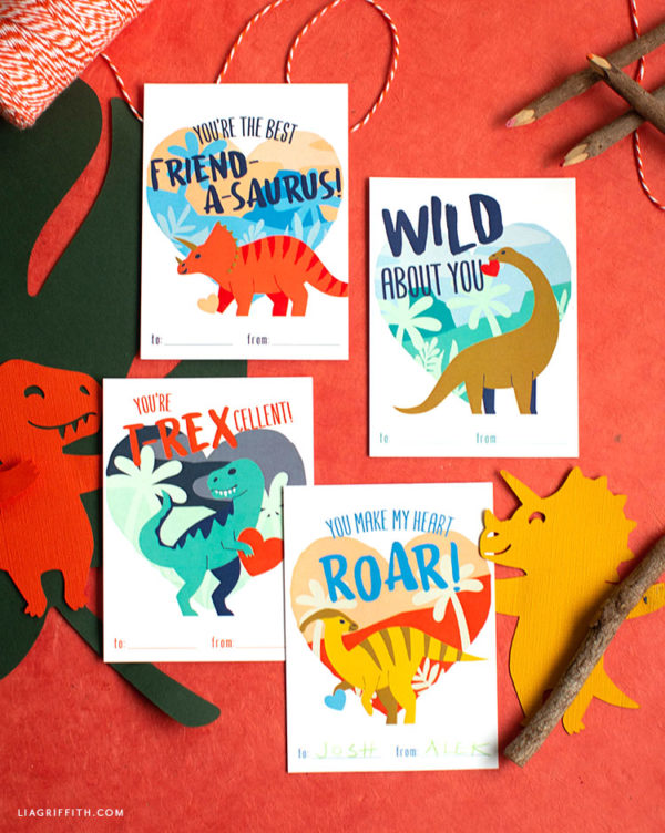 Printable Dinosaur Valentines - Lia Griffith