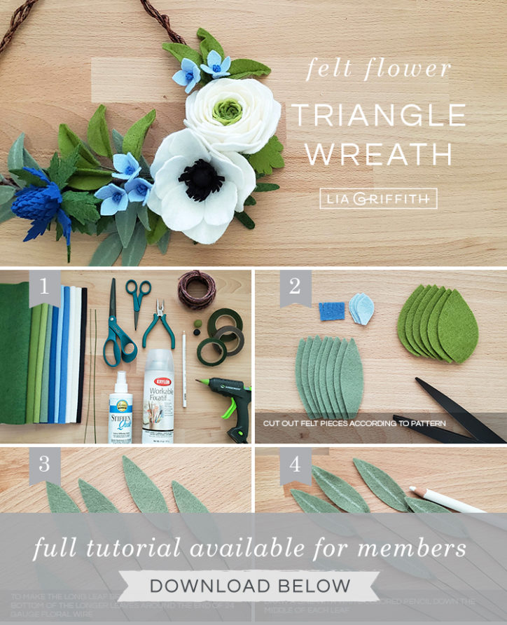 How to Make a Felt Flower Triangle Wreath - Lia Griffith