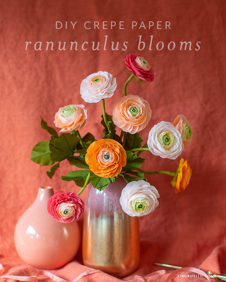 Crepe Paper Peachy Watermelon Ranunculus - Lia Griffith