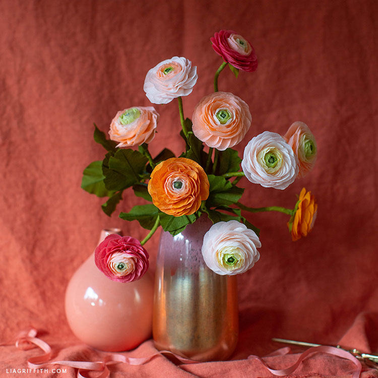 Crepe Paper Peachy Watermelon Ranunculus - Lia Griffith