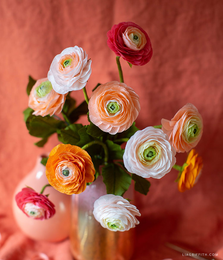 Crepe Paper Peachy Watermelon Ranunculus - Lia Griffith