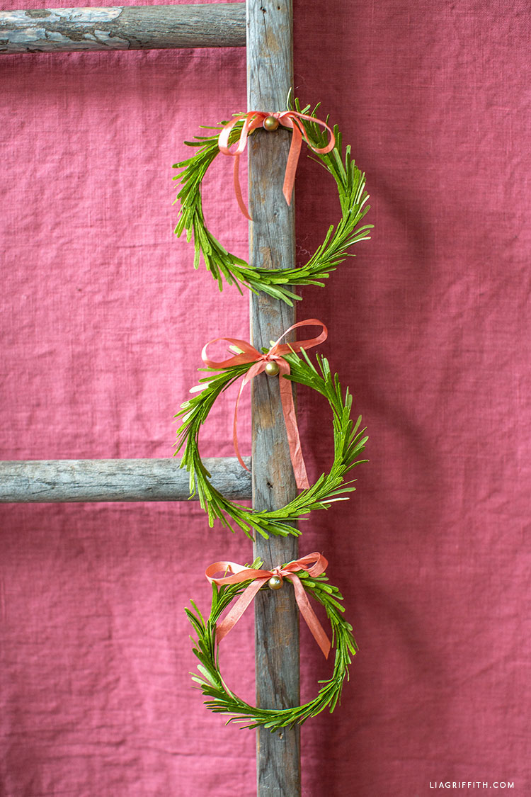 Crepe Paper Mini Rosemary Wreath Tutorial - Lia Griffith