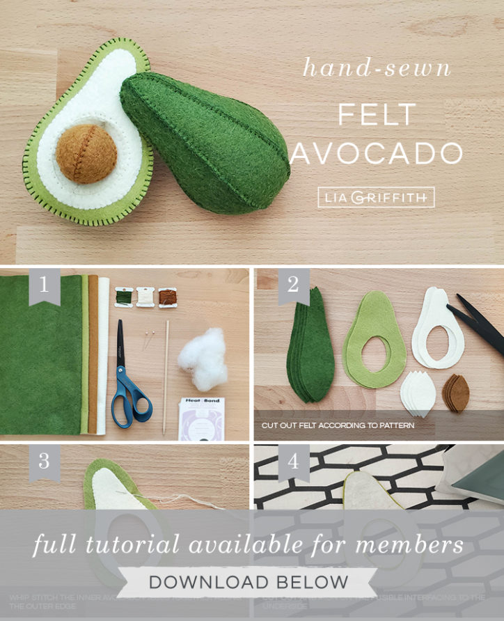 Simple Felt Avocado Pattern & DIY Tutorial - Lia Griffith