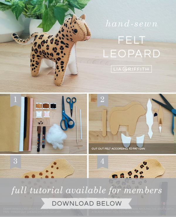 Felt Leopard Stuffie DIY Template & Tutorial - Lia Griffith