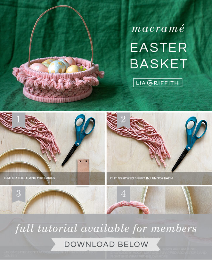 DIY Macrame Easter Basket with Painted Eggs - Lia Griffith