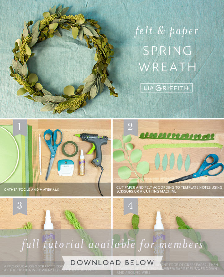 DIY Spring Wreath with Felt & Paper Greenery - Lia Griffith