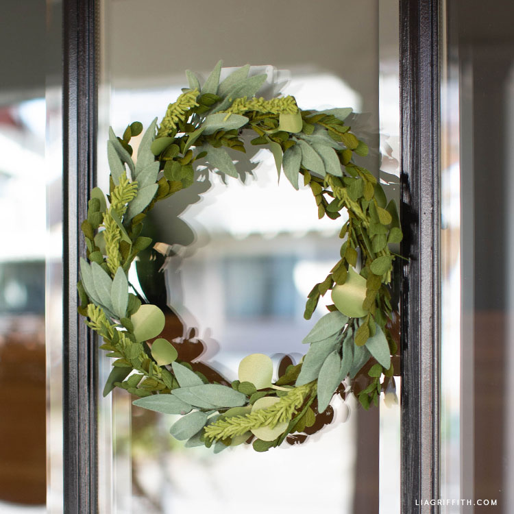DIY Spring Wreath with Felt & Paper Greenery - Lia Griffith