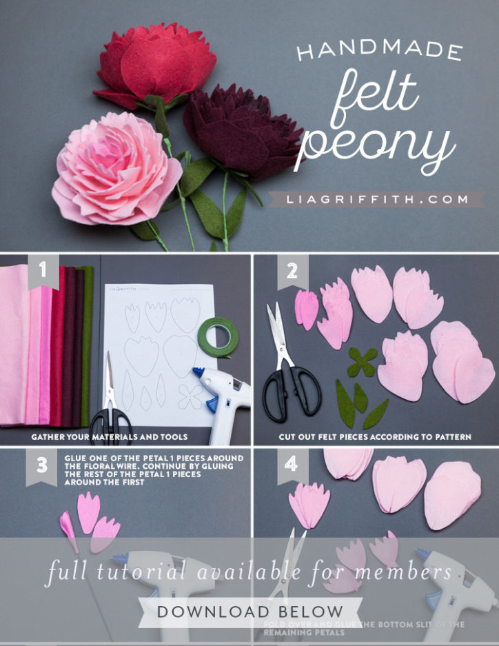 Felt Peony Flower - Lia Griffith