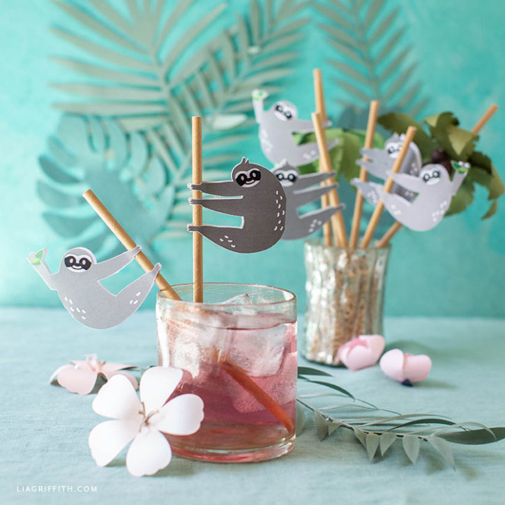 Printable Sloth Straw Huggers - Lia Griffith