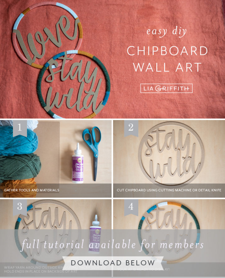 Yarn & Chipboard DIY Word Wall Decor - Lia Griffith