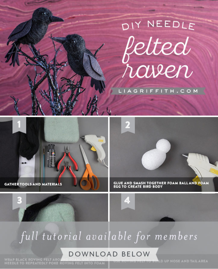 Needle Felted Raven - Lia Griffith