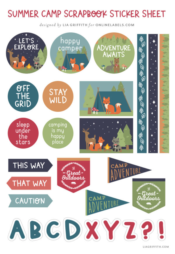 FREE Printable Camping Stickers - Lia Griffith