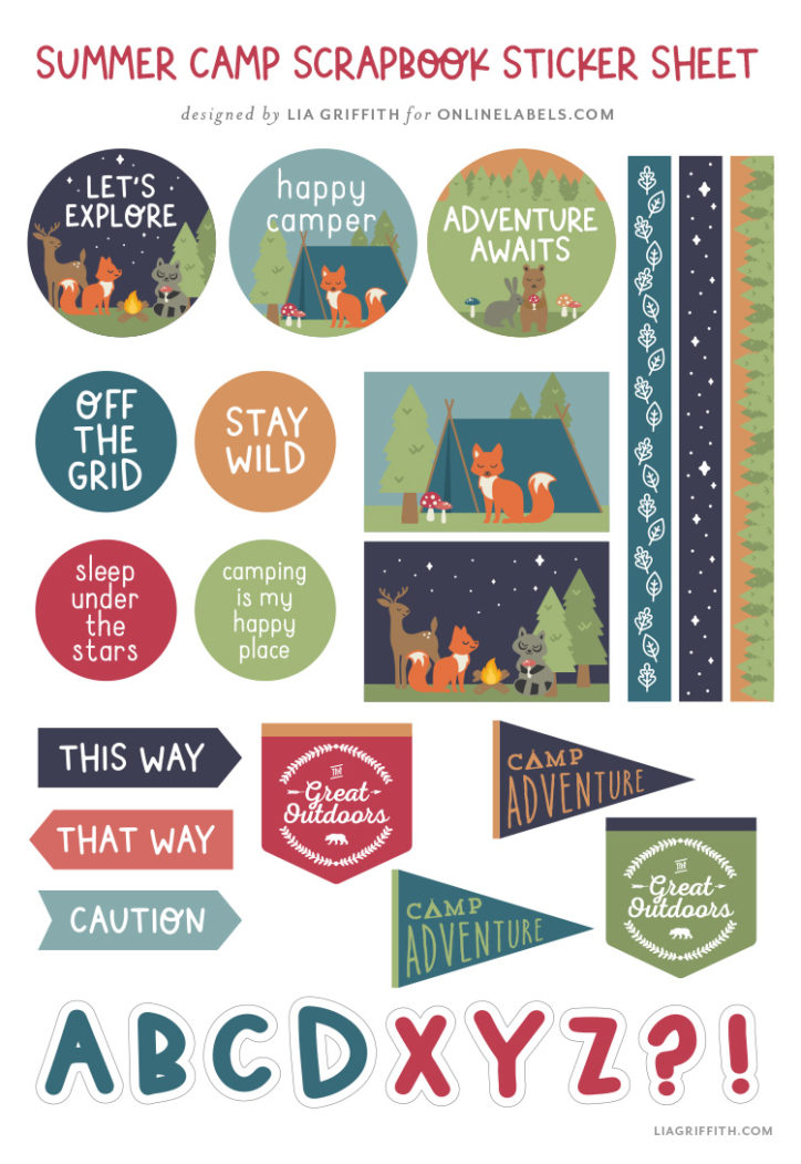 FREE Printable Camping Stickers - Lia Griffith
