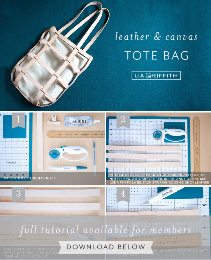 Canvas Leather Tote Bag DIY Tutorial - Lia Griffith