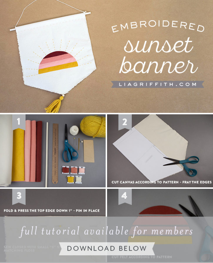 DIY Simple Embroidery Southwest Sunset Felt Banner