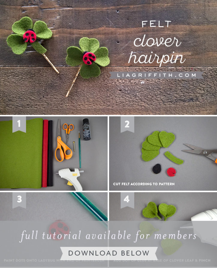DIY Clover Hair Clip Tutorial for St. Patrick's Day