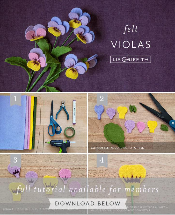 Felt Viola Celestial Twilight Flowers - Lia Griffith