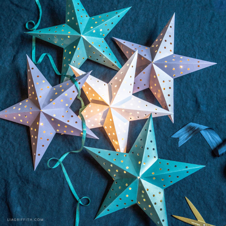 Frosted Paper Star Lanterns Template & Tutorial - Lia Griffith