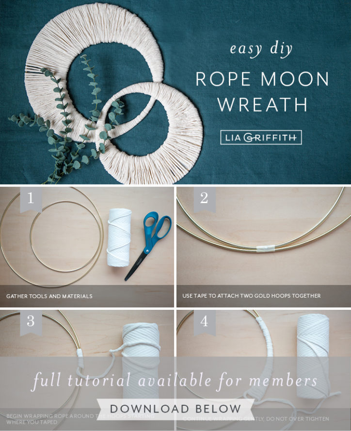 Rope and Metal Ring Moon Wreath - Lia Griffith