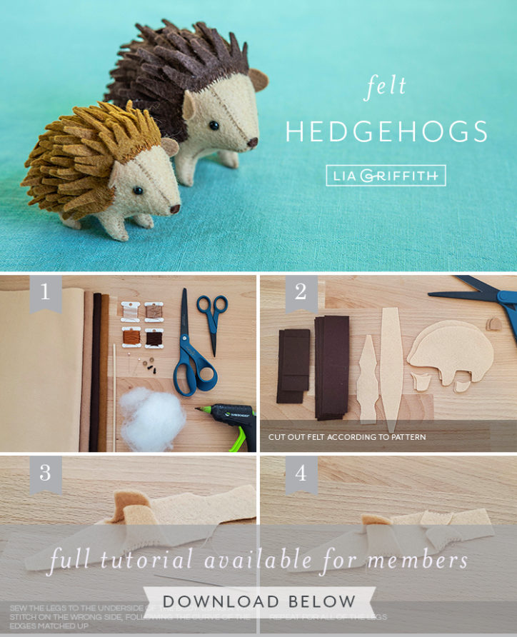 Felt Hedgehogs Template & Tutorial - Lia Griffith