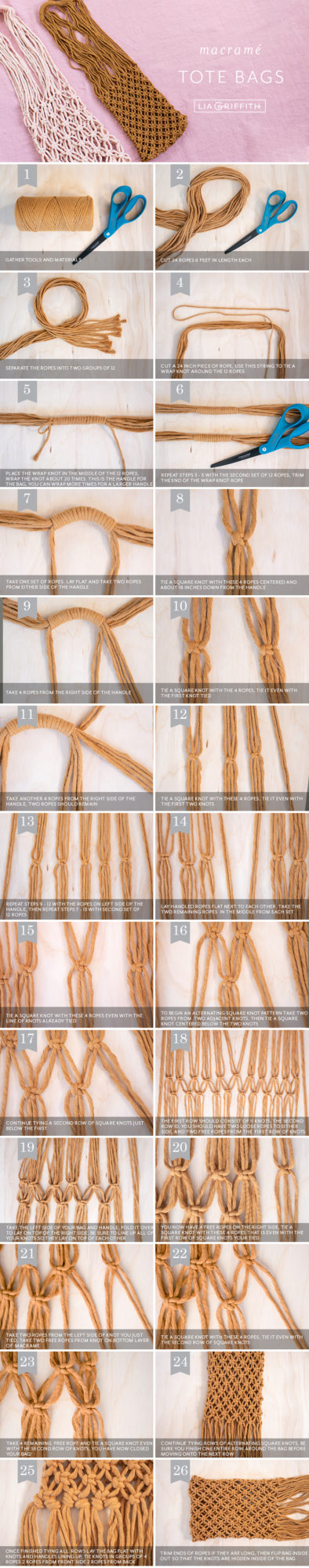 Macrame Tote Bag Photo Tutorial - Lia Griffith