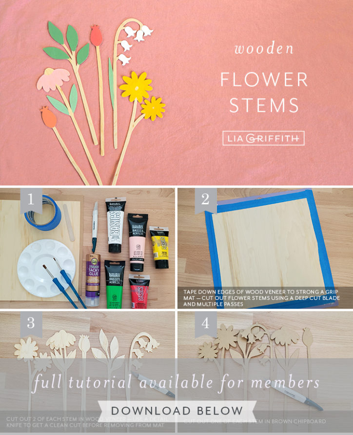 Wooden Flower Stems Template & Tutorial - Lia Griffith