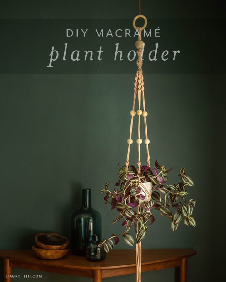 Macrame Plant Hanger with Wooden Beads - Lia Griffith
