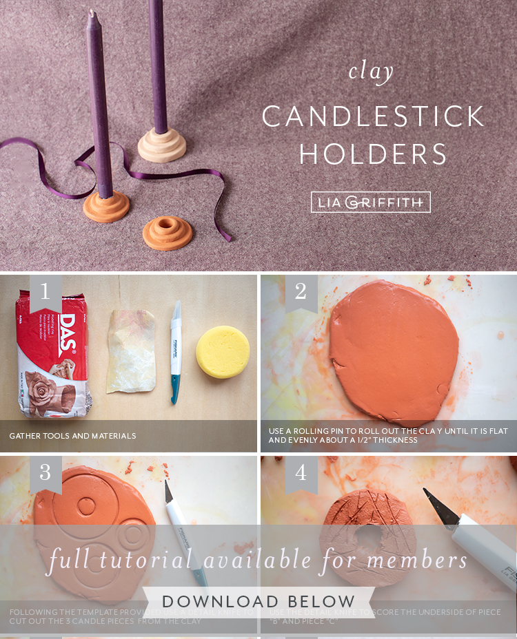 How to Make Clay Candlestick Holders - Lia Griffith