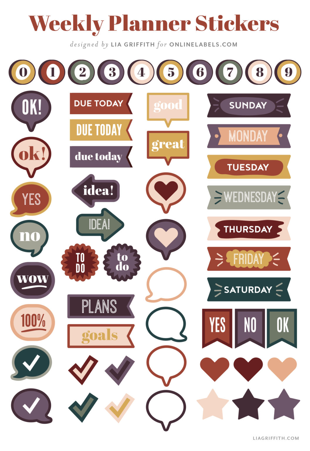 Free Weekly Planner Printable & Printable Planner Stickers - Lia Griffith