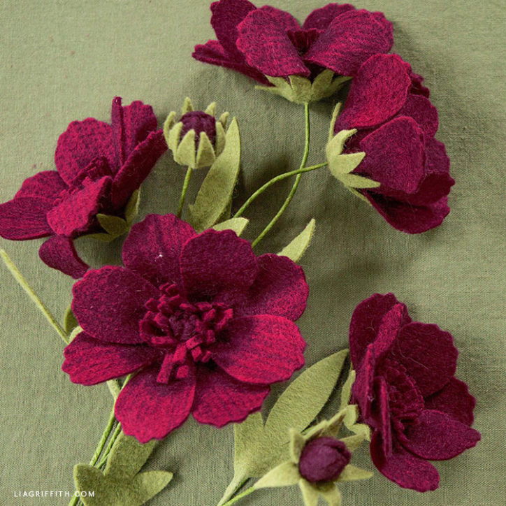 Felt Chocolate Cosmos Flowers Pattern & Tutorial - Lia Griffith