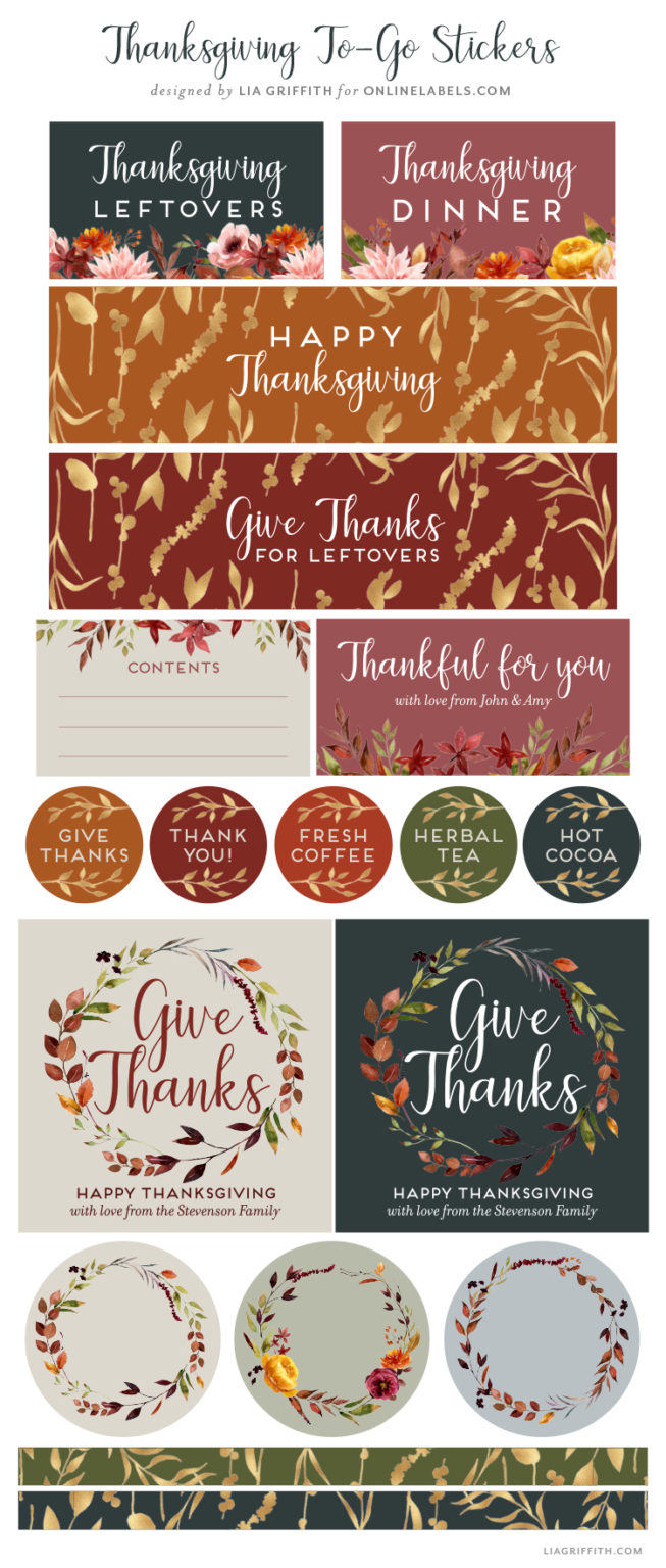 Thanksgiving Labels for Leftovers & Fall Treats - Lia Griffith