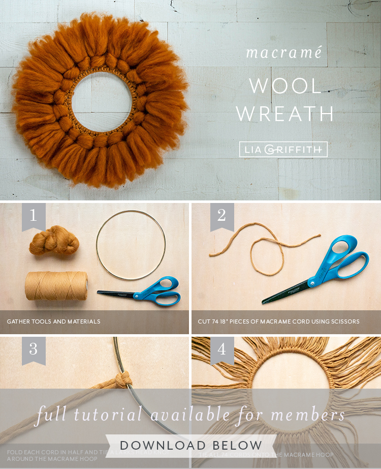 Macrame Wool Wreath DIY Tutorial - Lia Griffith