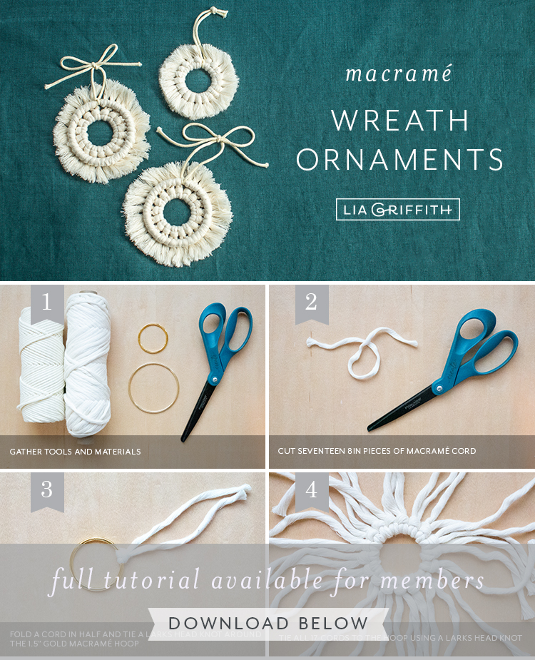 Macrame Wreath Ornaments DIY Tutorial - Lia Griffith