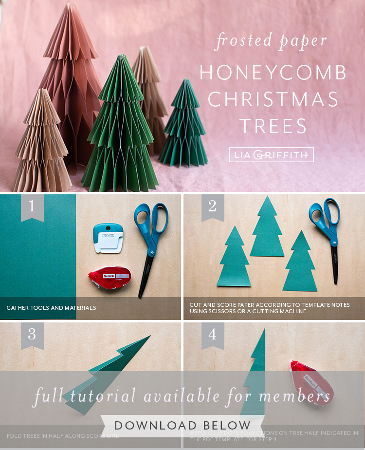 Frosted Paper Honeycomb Trees for Holiday Mantel - Lia Griffith
