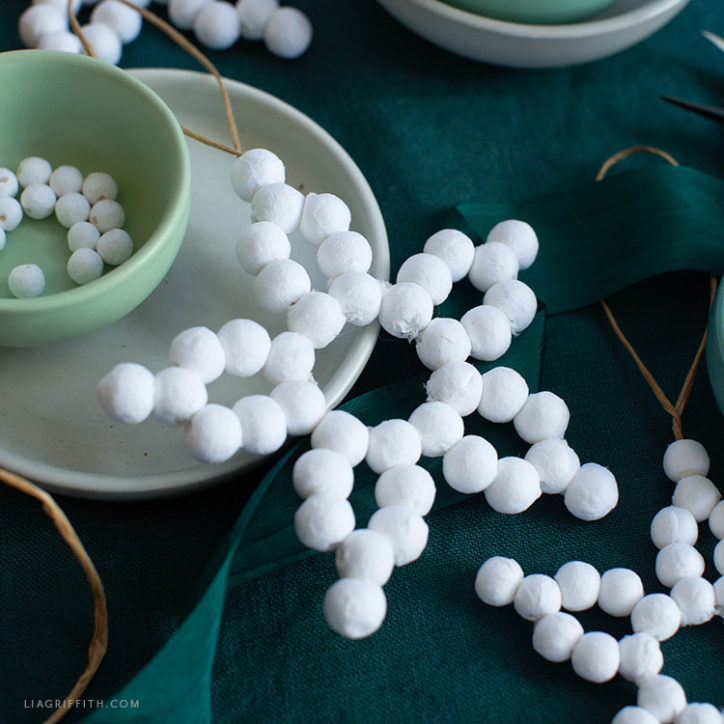 Cotton Spun Ball Star Ornaments DIY Tutorial - Lia Griffith