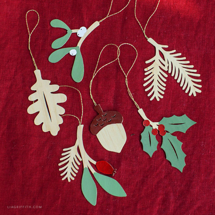 Wooden Winter Sprig Ornaments - Lia Griffith