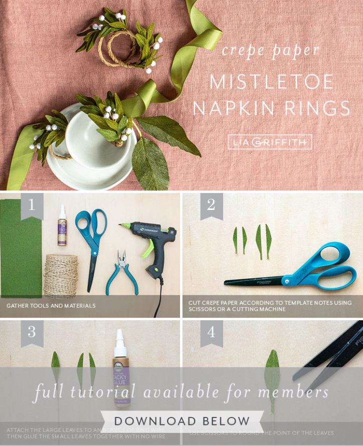Crepe Paper Mistletoe Napkin Rings - Lia Griffith