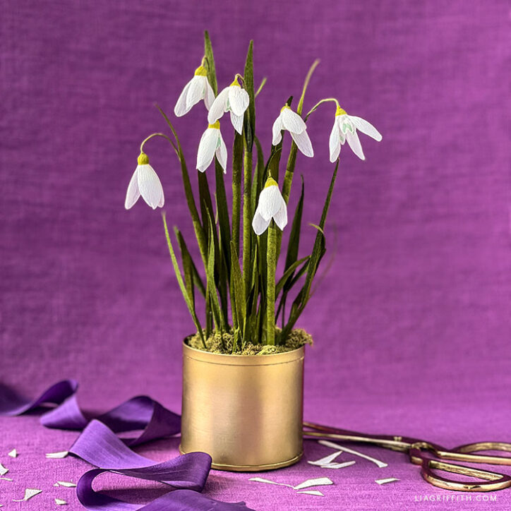 Potted Crepe Paper Snowdrops Flower Pattern & Tutorial - Lia Griffith