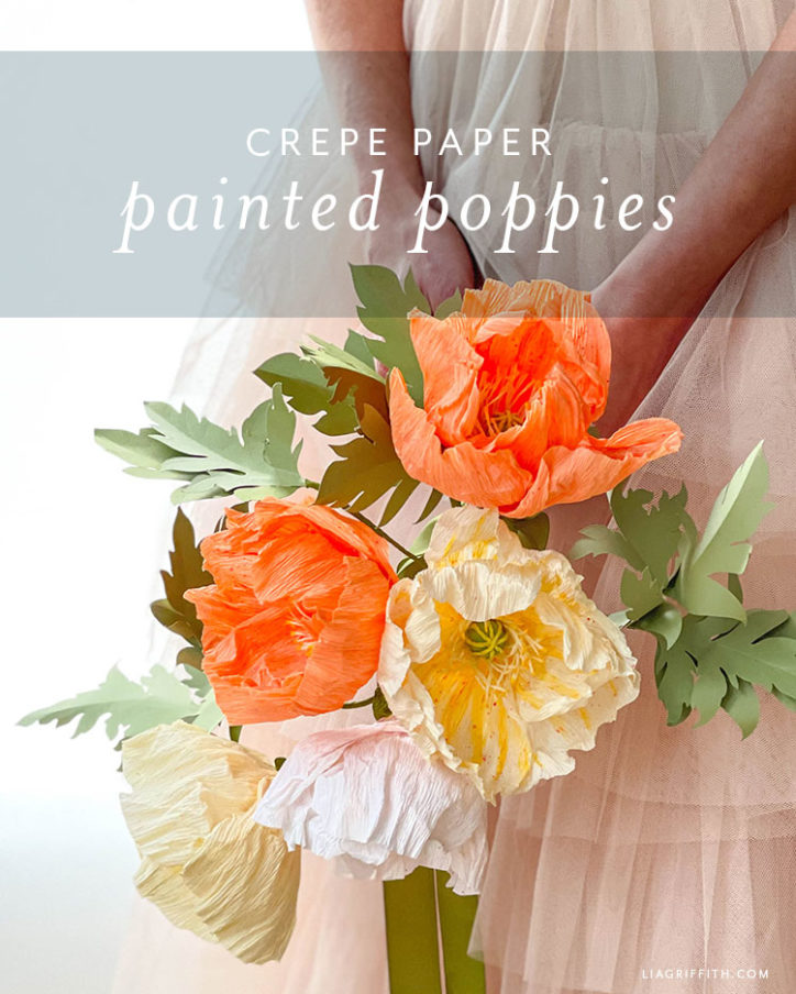 Painted Crepe Paper Poppies Template & Tutorial - Lia Griffith