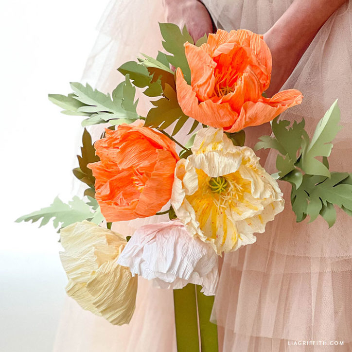 Painted Crepe Paper Poppies Template & Tutorial - Lia Griffith