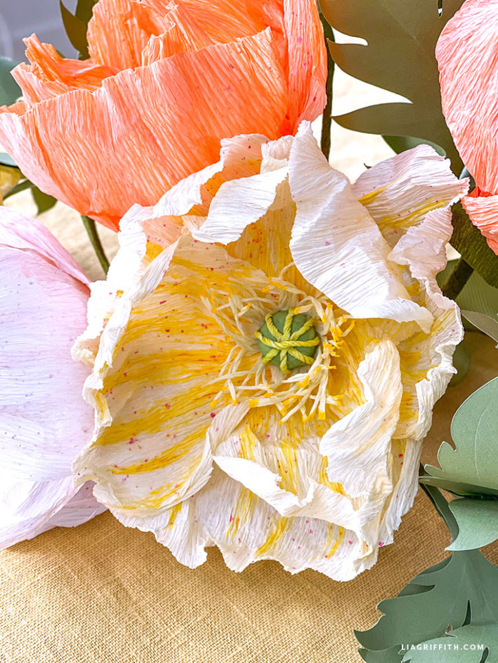 Painted Crepe Paper Poppies Template & Tutorial - Lia Griffith