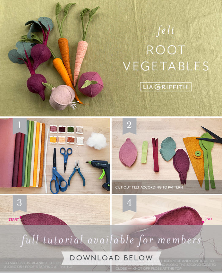 Felt Root Vegetables Pattern & Tutorial - Lia Griffith