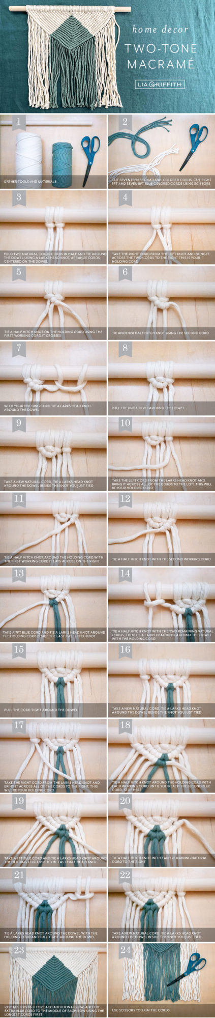Two-Tone Macrame Photo Tutorial - Lia Griffith
